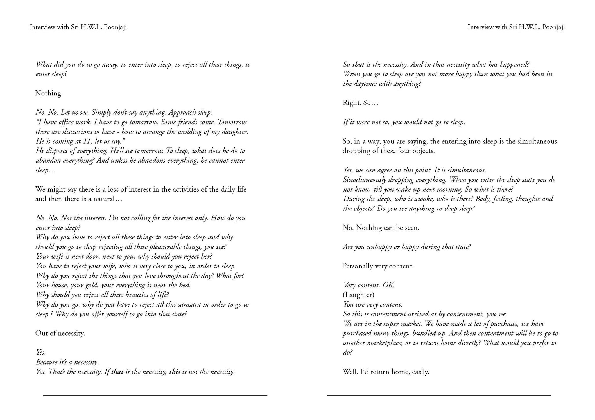 An Interview with Sri HWL Poonja by Christopher Titmuss - Papaji's Archive